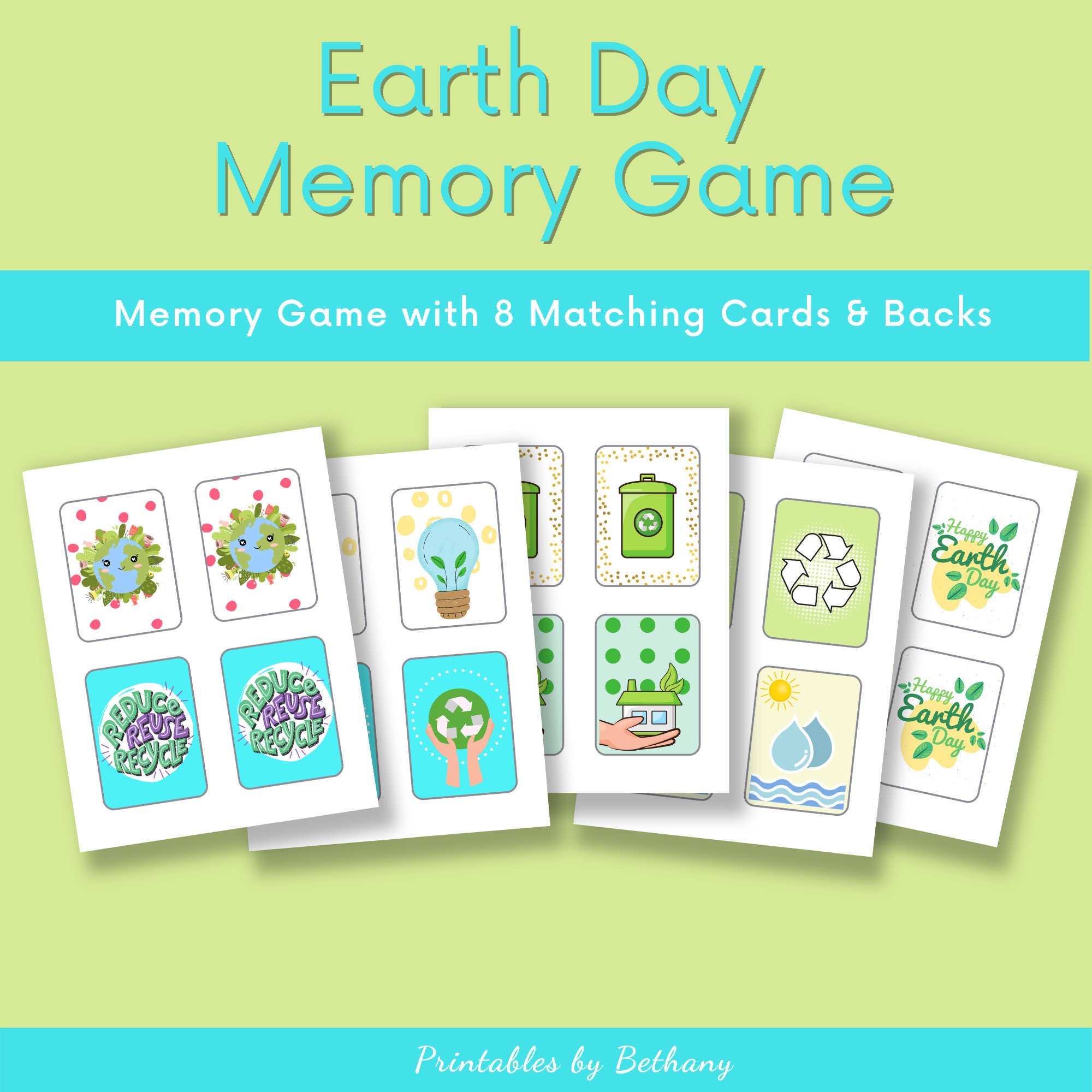 Earth Day Memory Matching Game for Kids Quick and Easy Printable ...