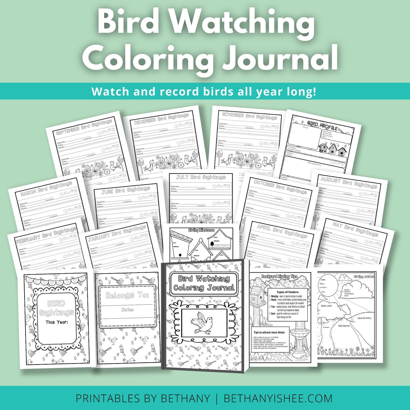 Bird Watching Coloring Journal for Kids | Birds and Birding for ...