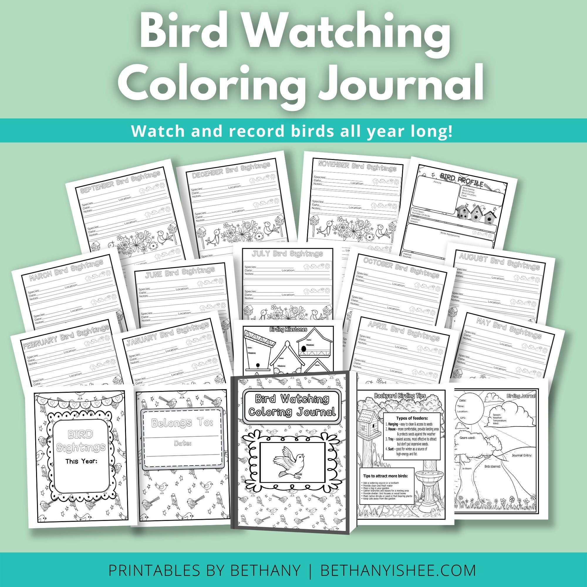 Bird Watching Coloring Journal for Kids | Birds and Birding for ...