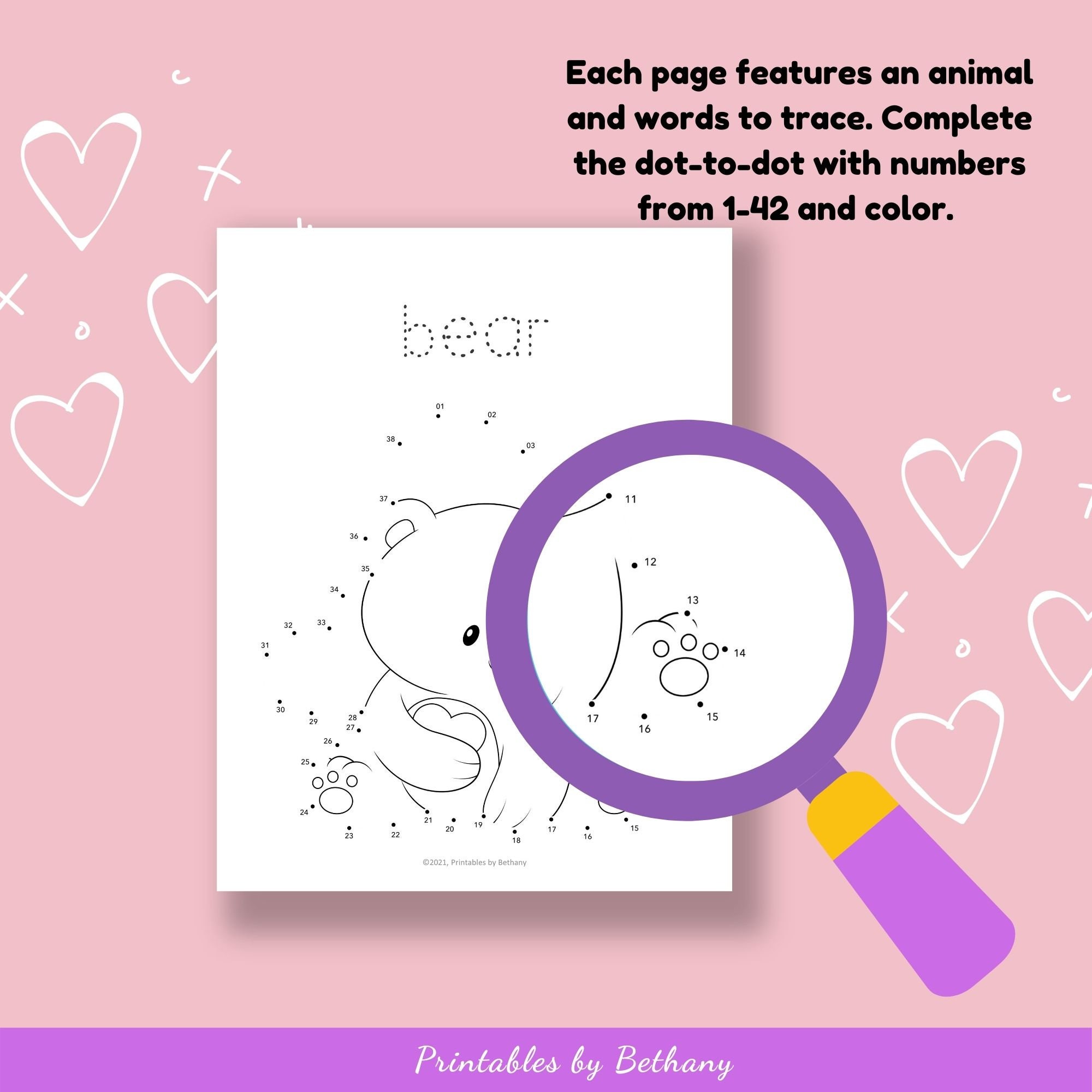 Valentine's Day Printable Connect the Dots Animals for Kids Dot-to-dot ...