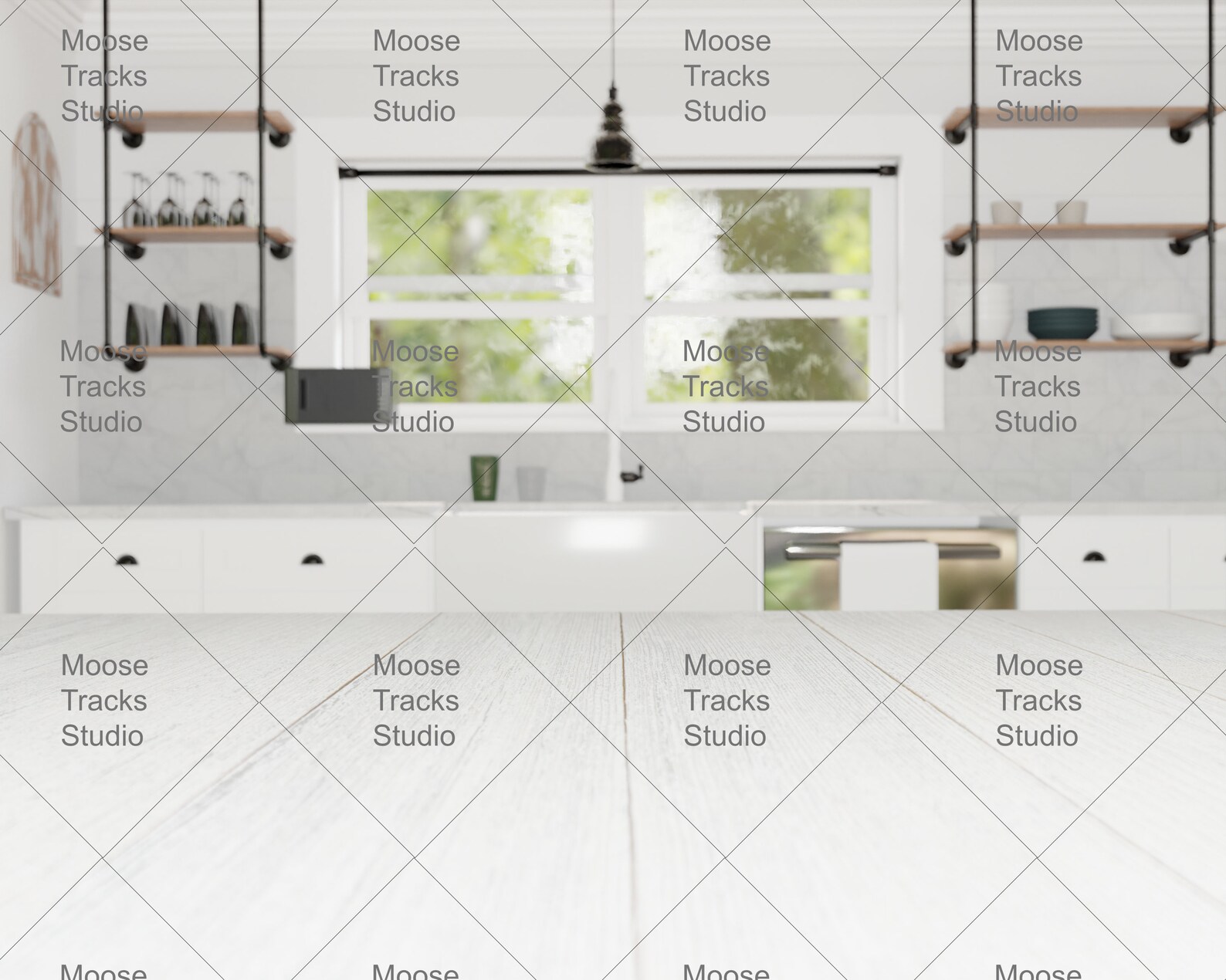 Stock Background for Product Display Bright Kitchen With White Table ...