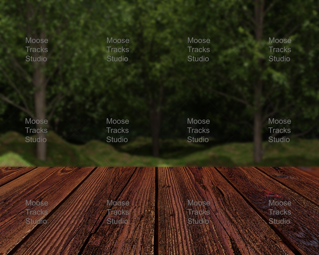 Stock Background for Product Display Maple Forest With Dark Wood Table ...