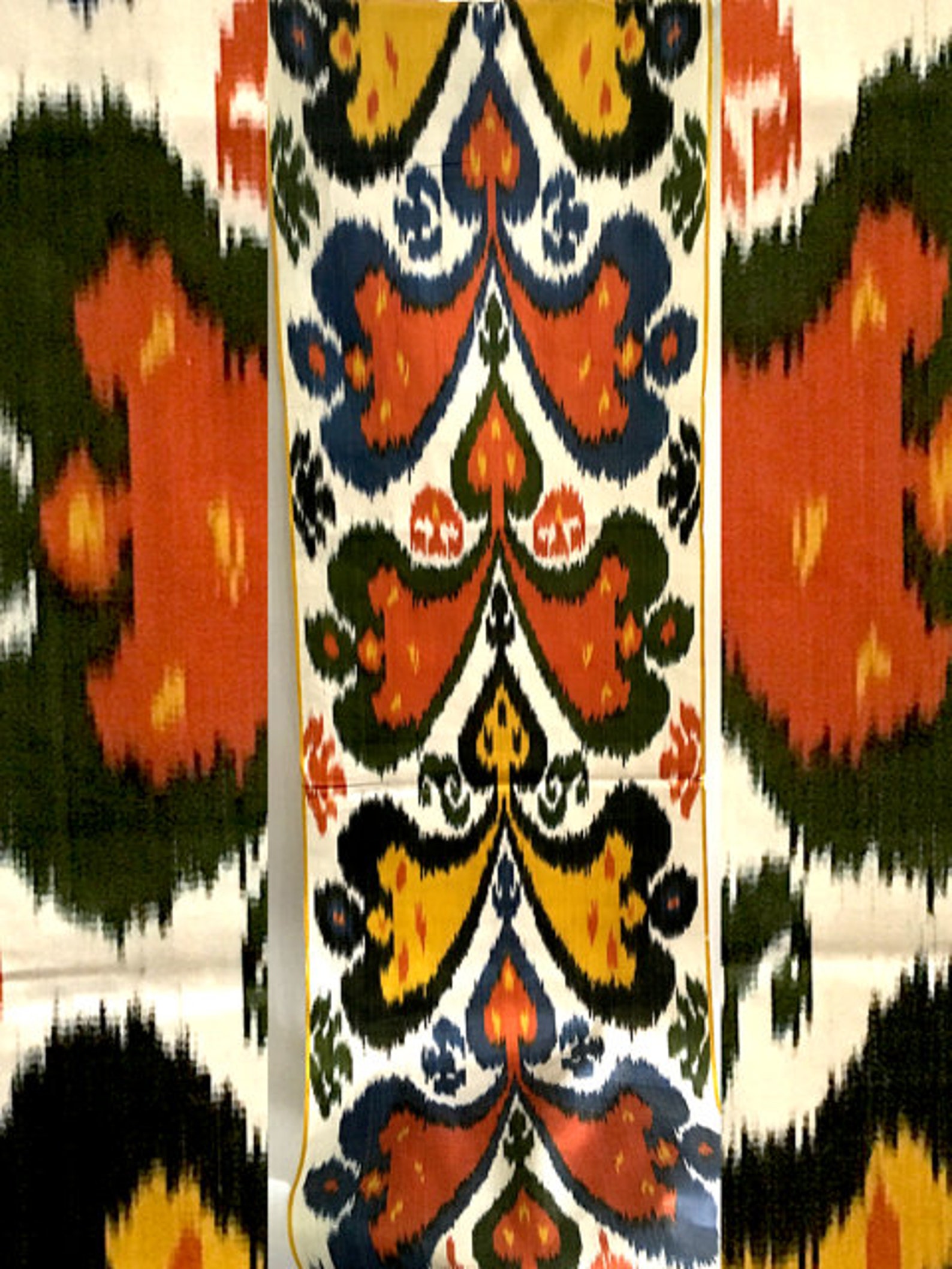 Silk Adras Fabric 100% Handwoven Uzbek Fabric Blue White - Etsy