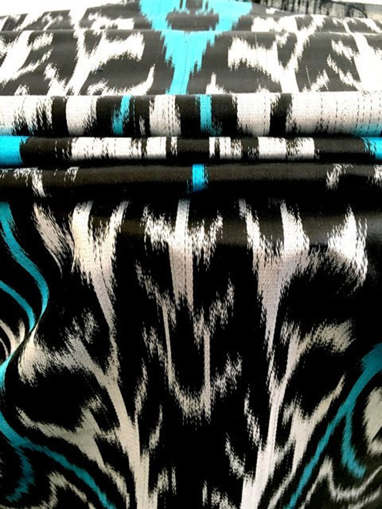 Silk Adras Fabric 100% Handwoven Uzbek Fabric Turquoise - Etsy