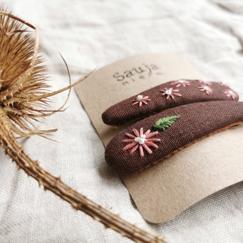 Embroidered Hair Clip - Etsy