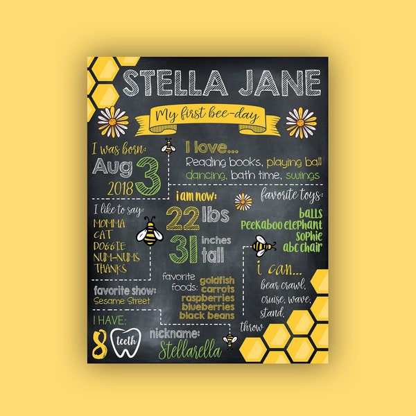 First Birthday Poster Bee - Etsy