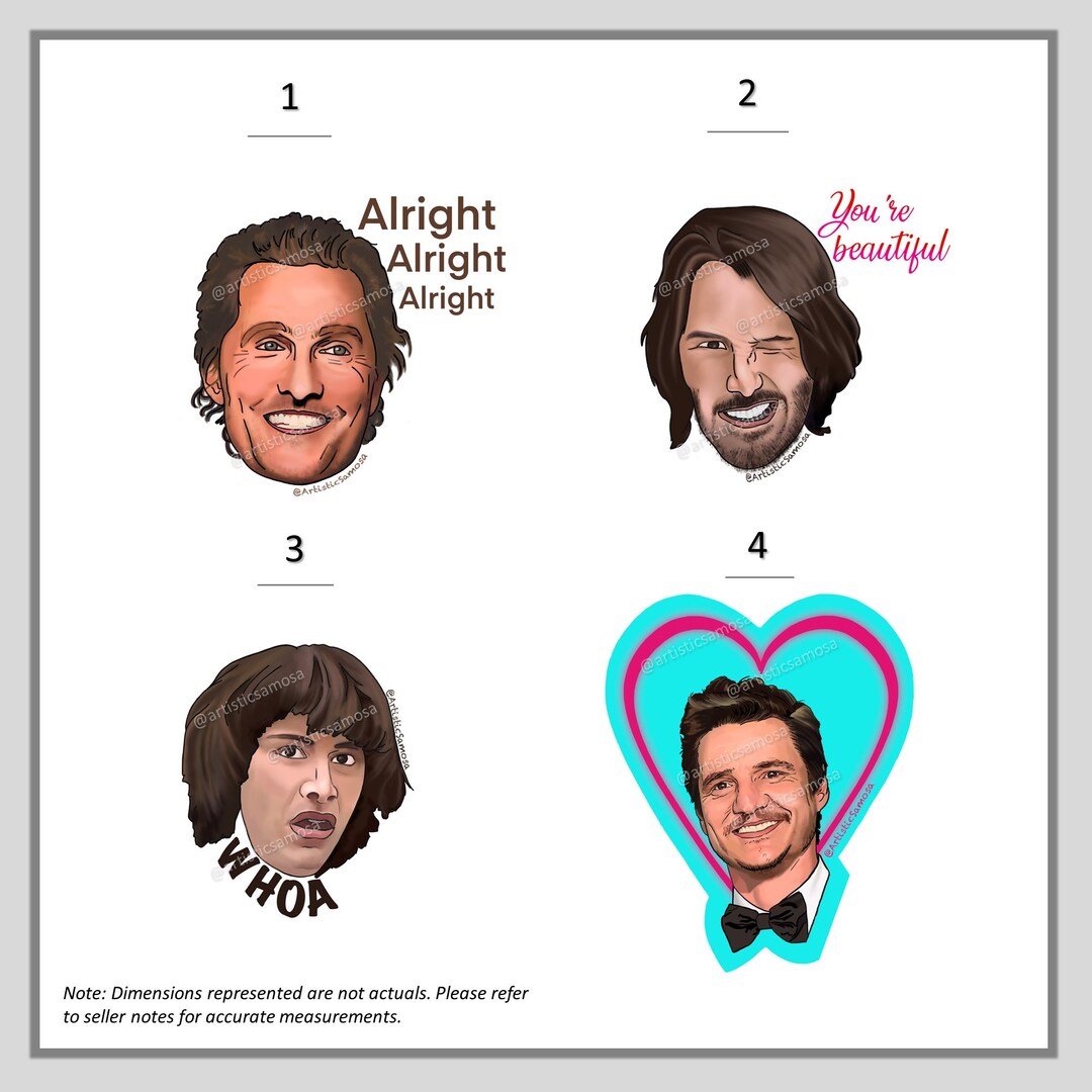 Celebrity Stickers Keanu Reeves, Matthew Mcconaughey, Pedro Pascal - Etsy