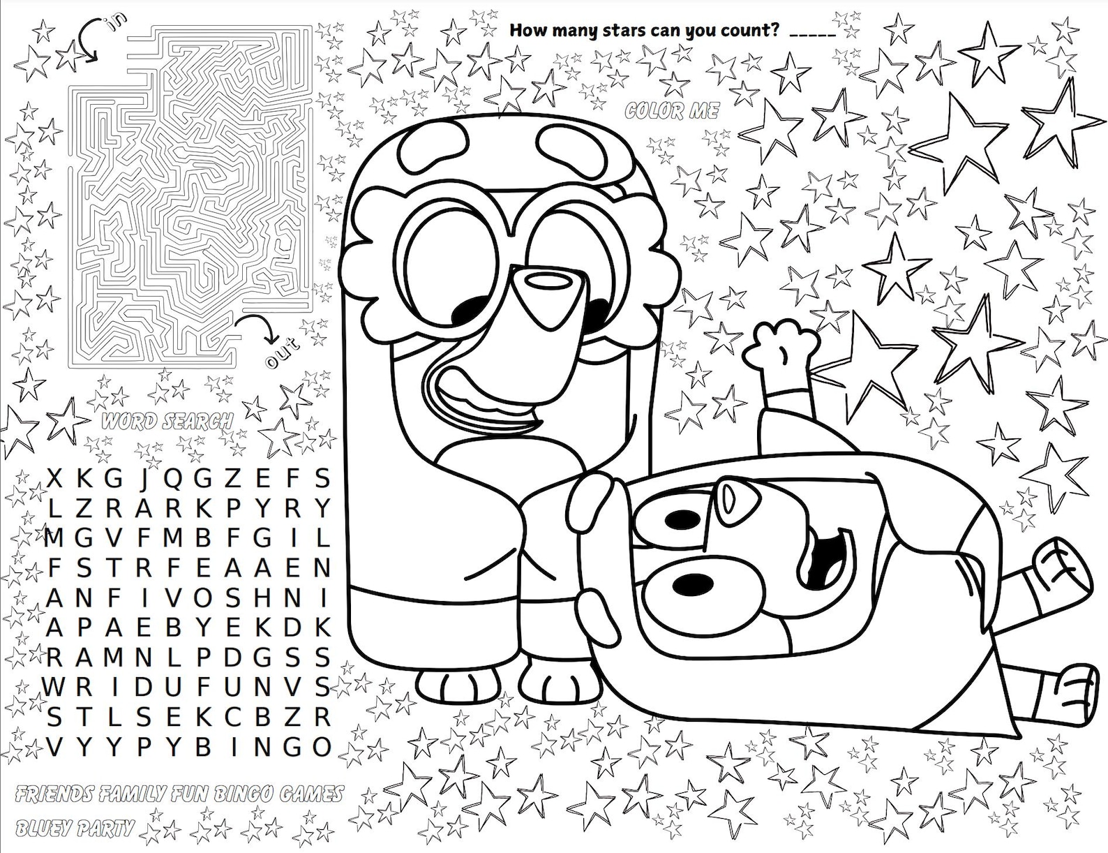 Bluey Color Activity Sheet - Etsy