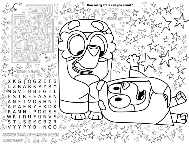 Bluey Color Activity Sheet - Etsy