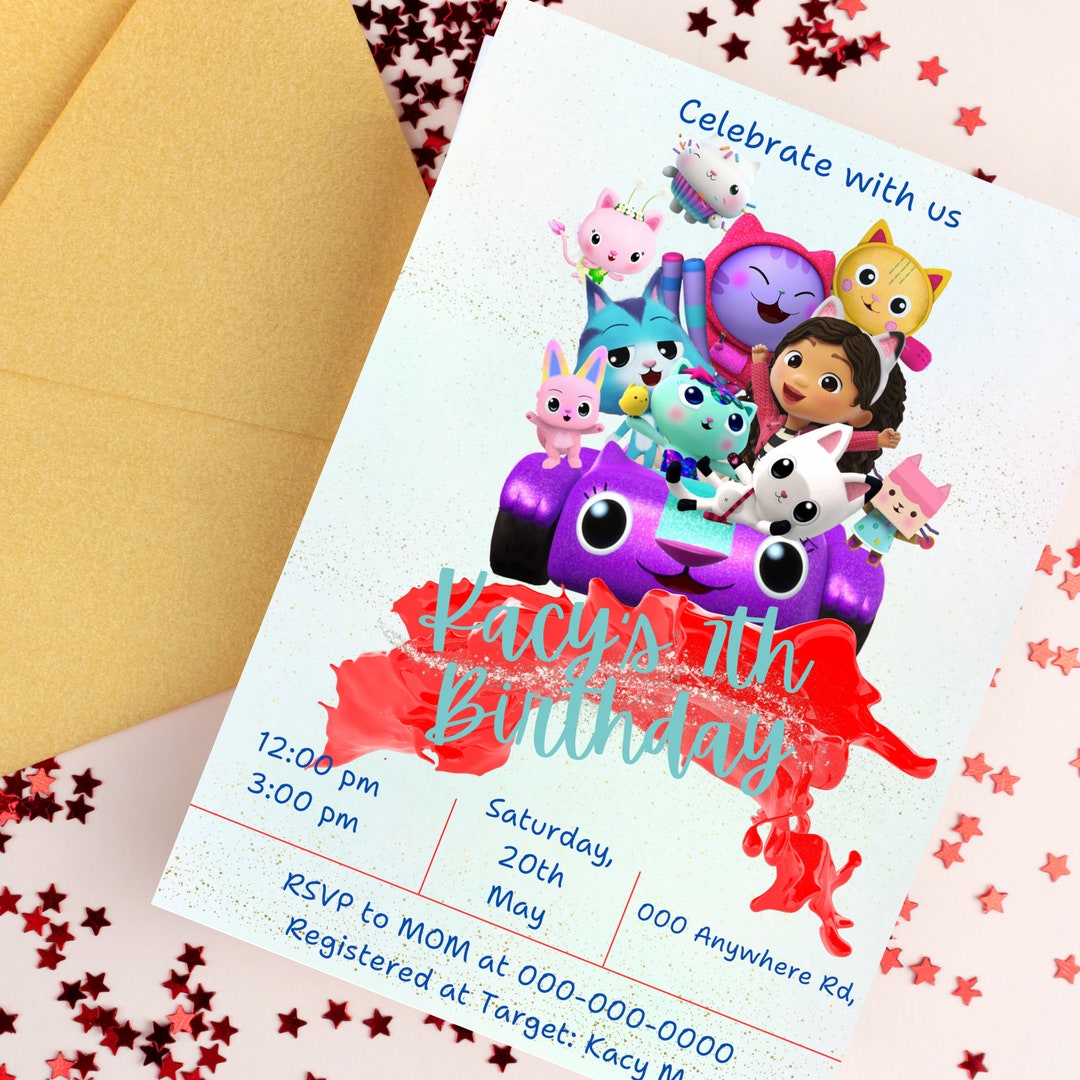 Gabby Dollhouse E-invite Digital Template, Editable Template - Etsy
