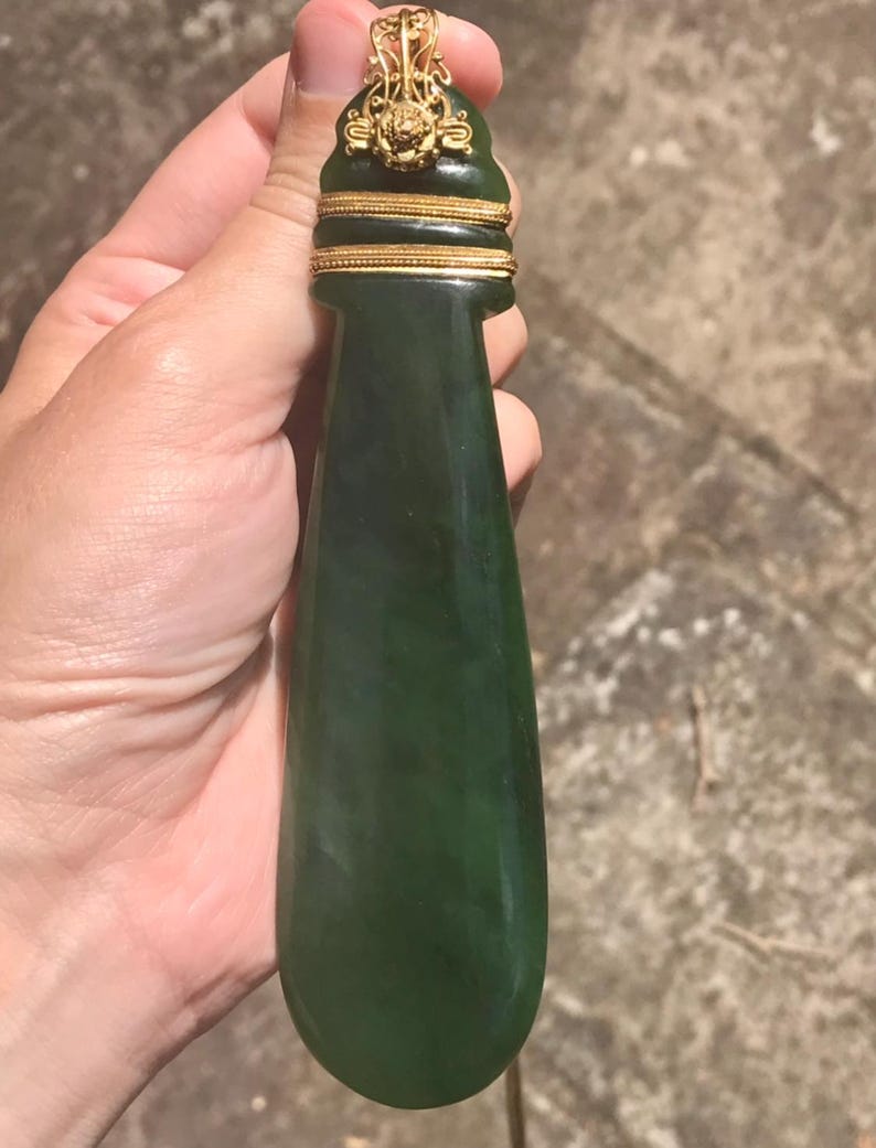 Antique 18K Maori Mere Pounamu (jade Nephrite) Pendant - Etsy