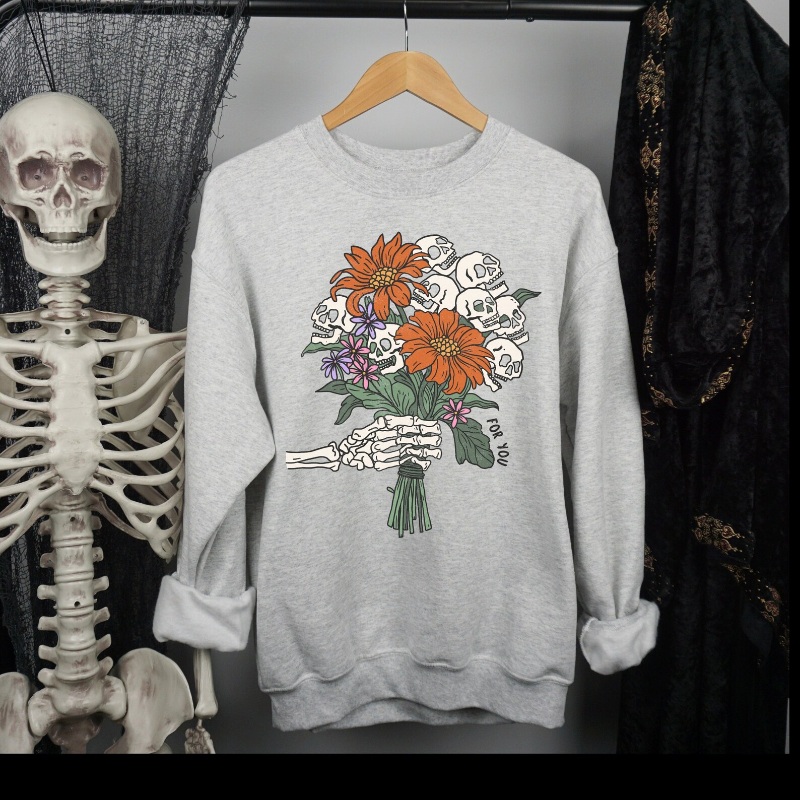 Halloween Creepy Sweatshirt Creepy Skelton Sweatshirt Spooky - Etsy
