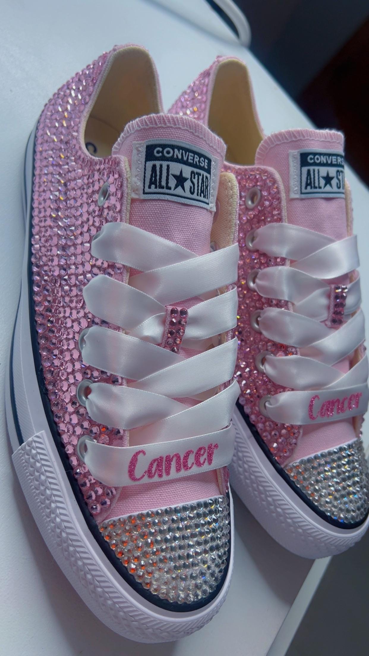 Custom Pink Bling Converse Shoes | Breast Cancer Awareness Gift ...
