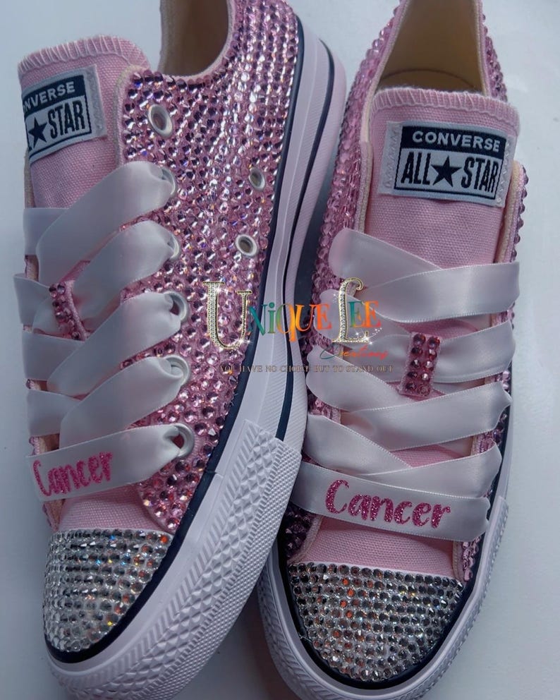 Custom Pink Bling Converse Shoes | Breast Cancer Awareness Gift ...