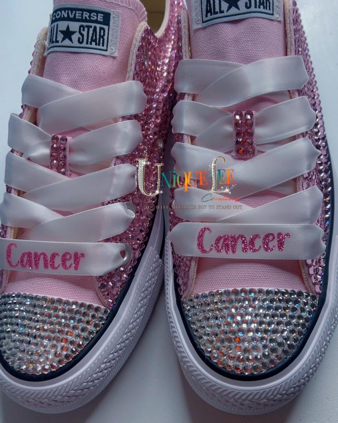 Custom Pink Bling Converse Shoes | Breast Cancer Awareness Gift ...