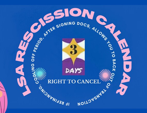Rescission Calendar Coversheet Digital Prints Notary Public | Etsy
