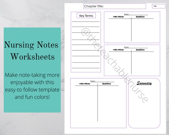 Nursing Notes Worksheets - Etsy