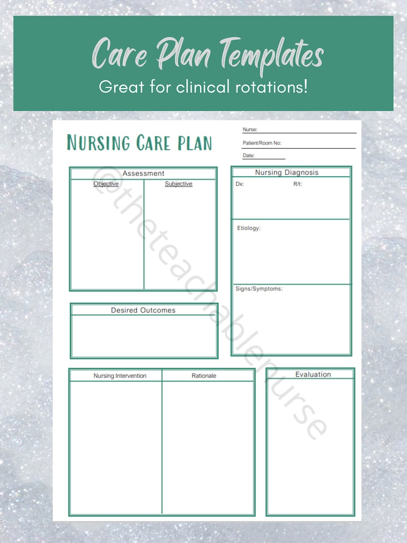 Nursing Care Plan Templates - Etsy