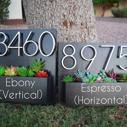 White Address Planter Address Sign With Planter Box - Etsy
