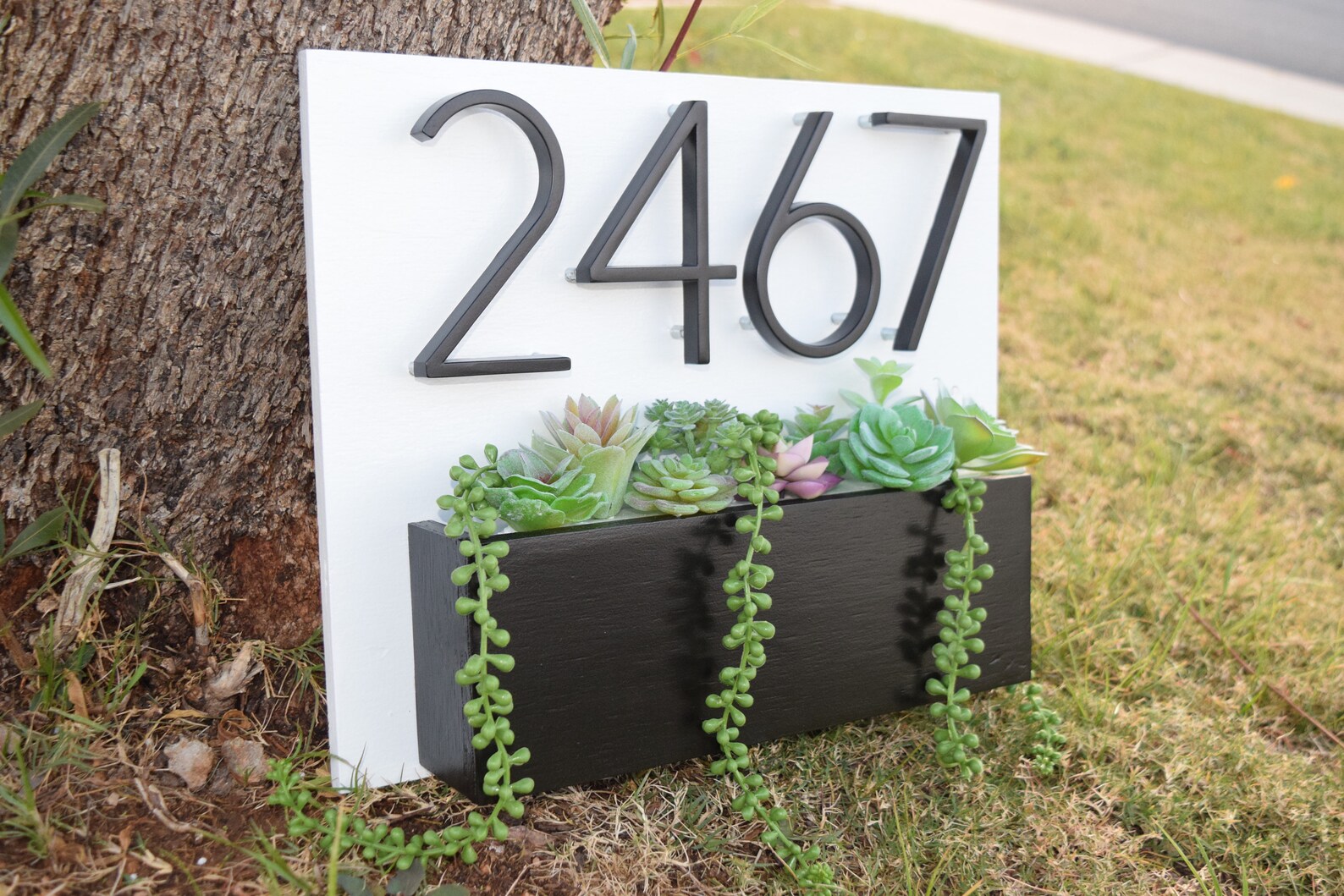 Two-tone Address Planter Address Sign With Planter Box - Etsy