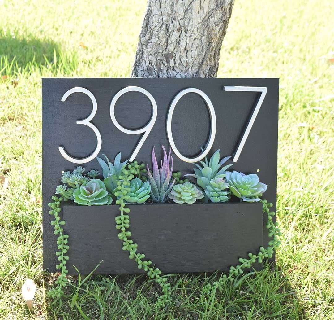 Address Planter Address Sign with Planter Box Address | Etsy