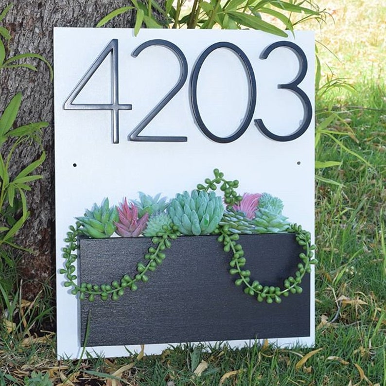 Two-tone Address Planter Address Sign With Planter Box | Etsy