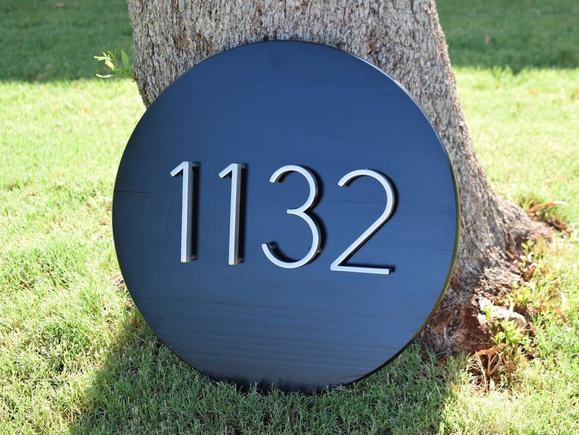 Round House Number Plaque Address Plaque House Number Sign - Etsy