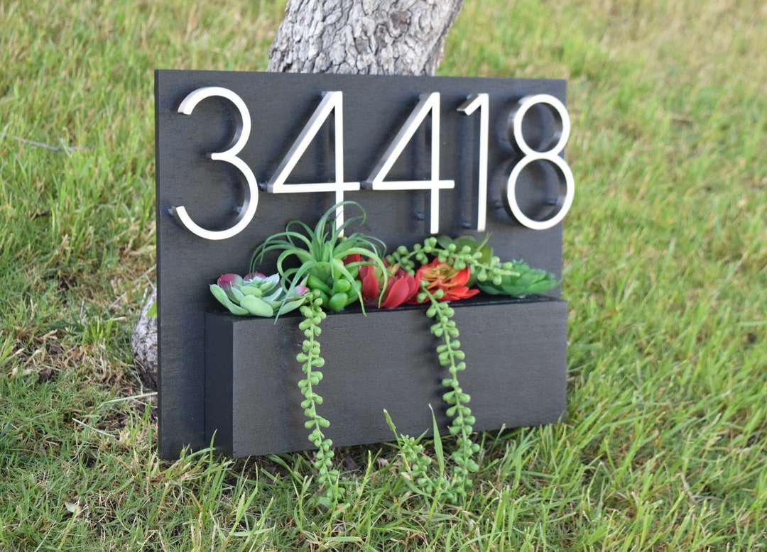 Address Planter | Address Sign With Planter Box | Address Plaque ...