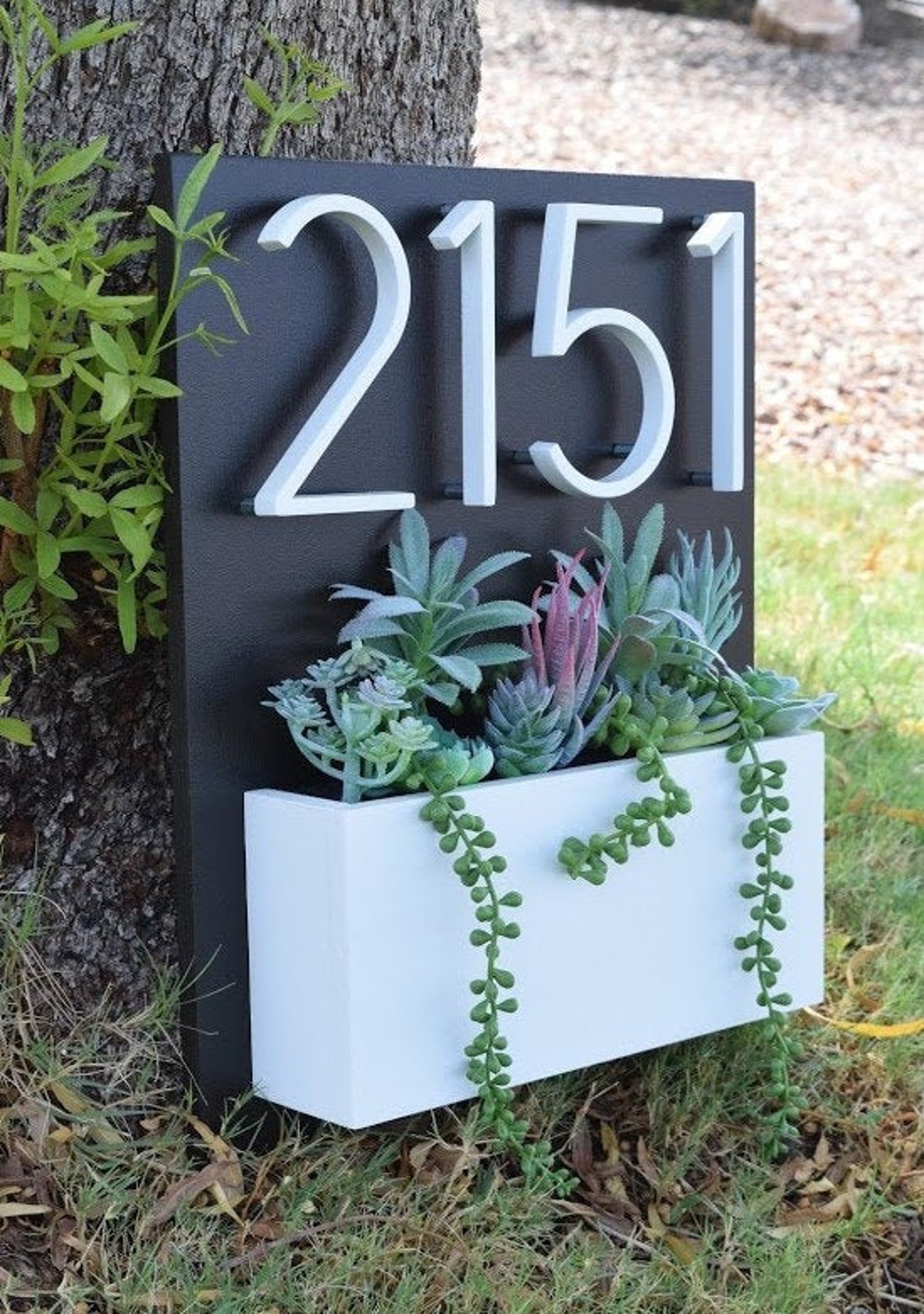 Two-tone Address Planter Address Sign With Planter Box - Etsy