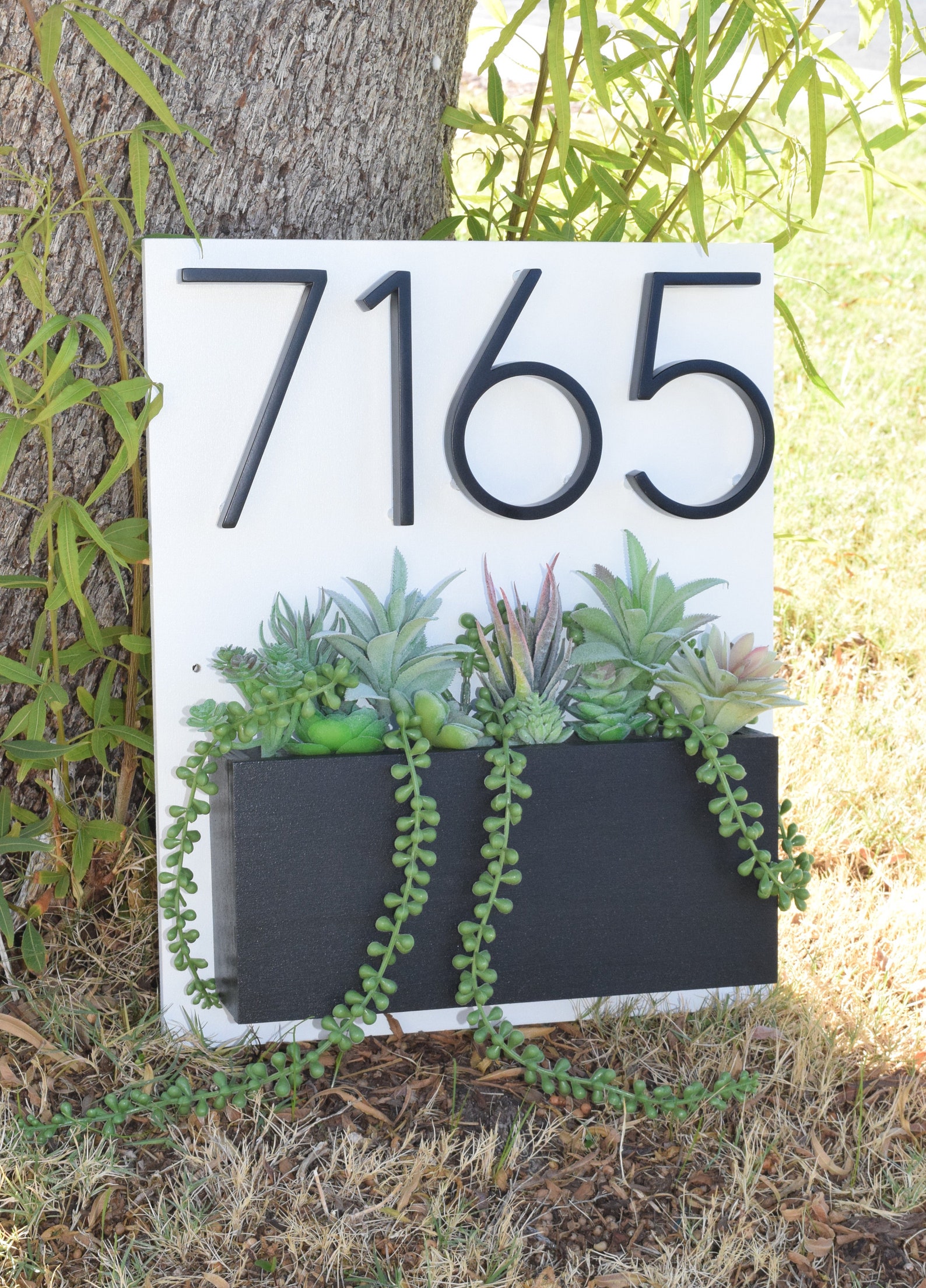 Two-tone Address Planter Address Sign With Planter Box - Etsy