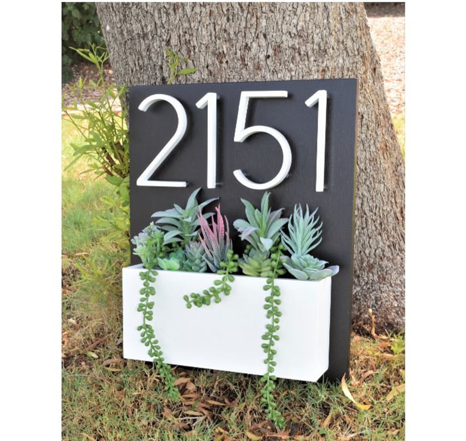 Two-tone Address Planter Address Sign With Planter Box - Etsy