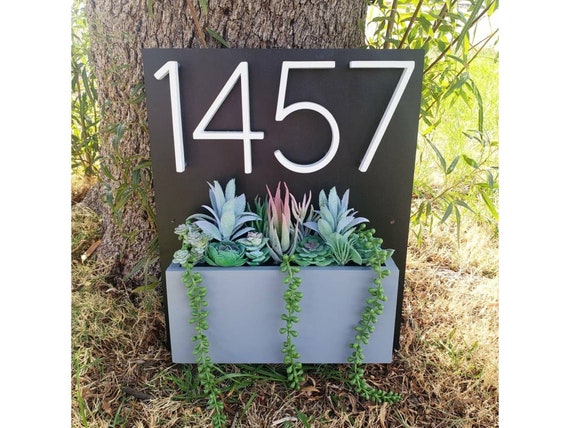 Address Planter Address Sign With Planter Box Address - Etsy