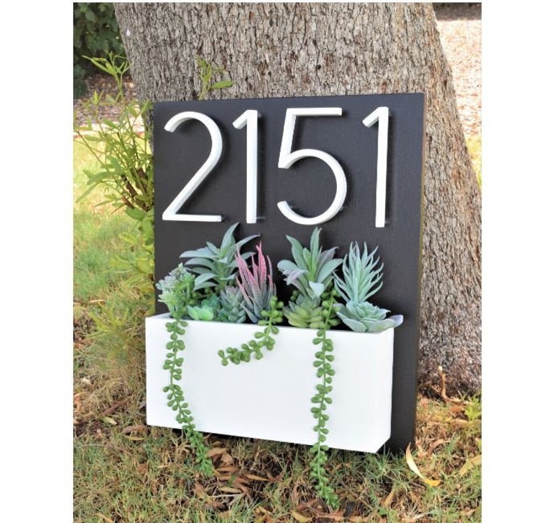 Two-tone Address Planter Address Sign With Planter Box - Etsy