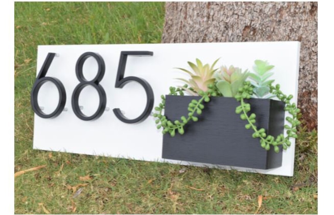 Address Planter Address Sign With Planter Box Address | Etsy