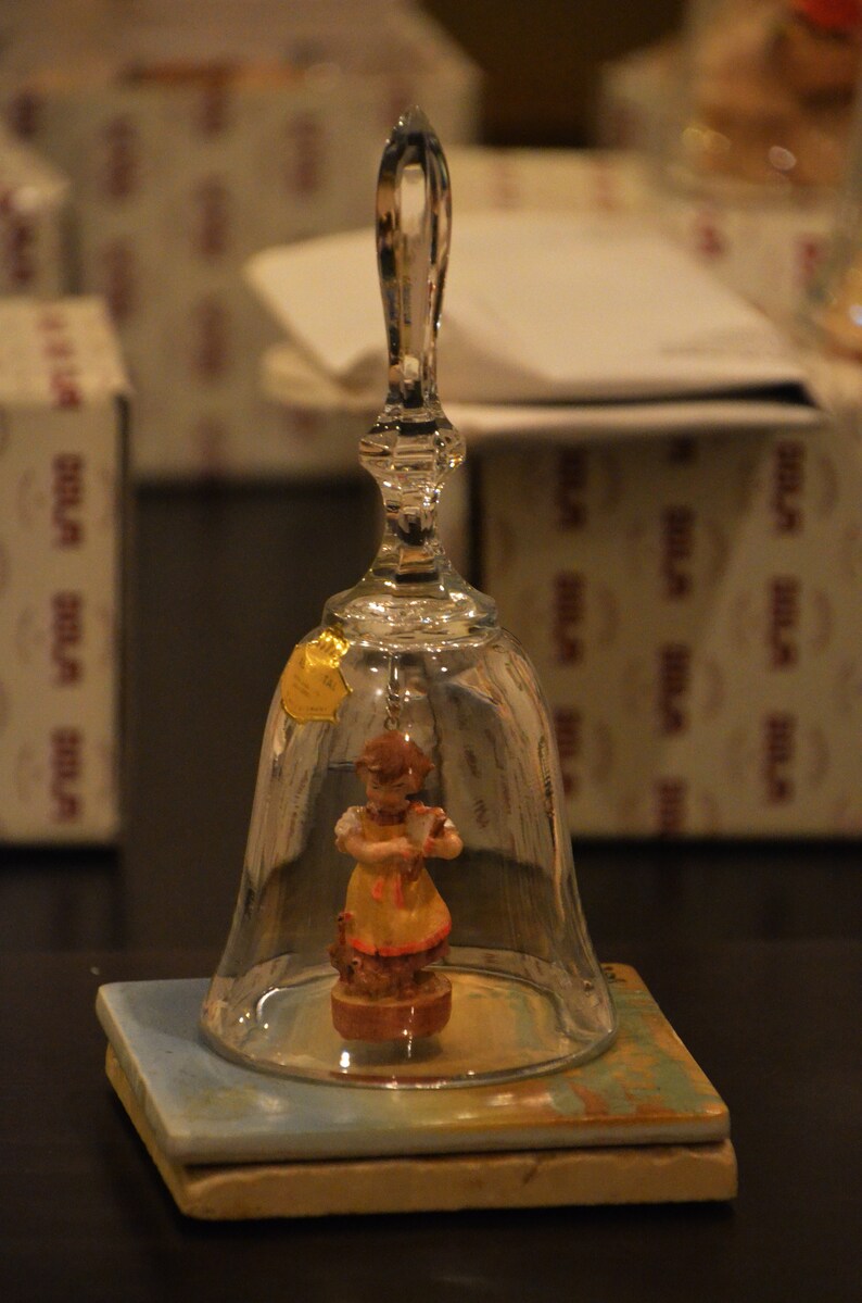 Vintage Collectible Crystal Bells With Authentic Italian Carved Wooden ...
