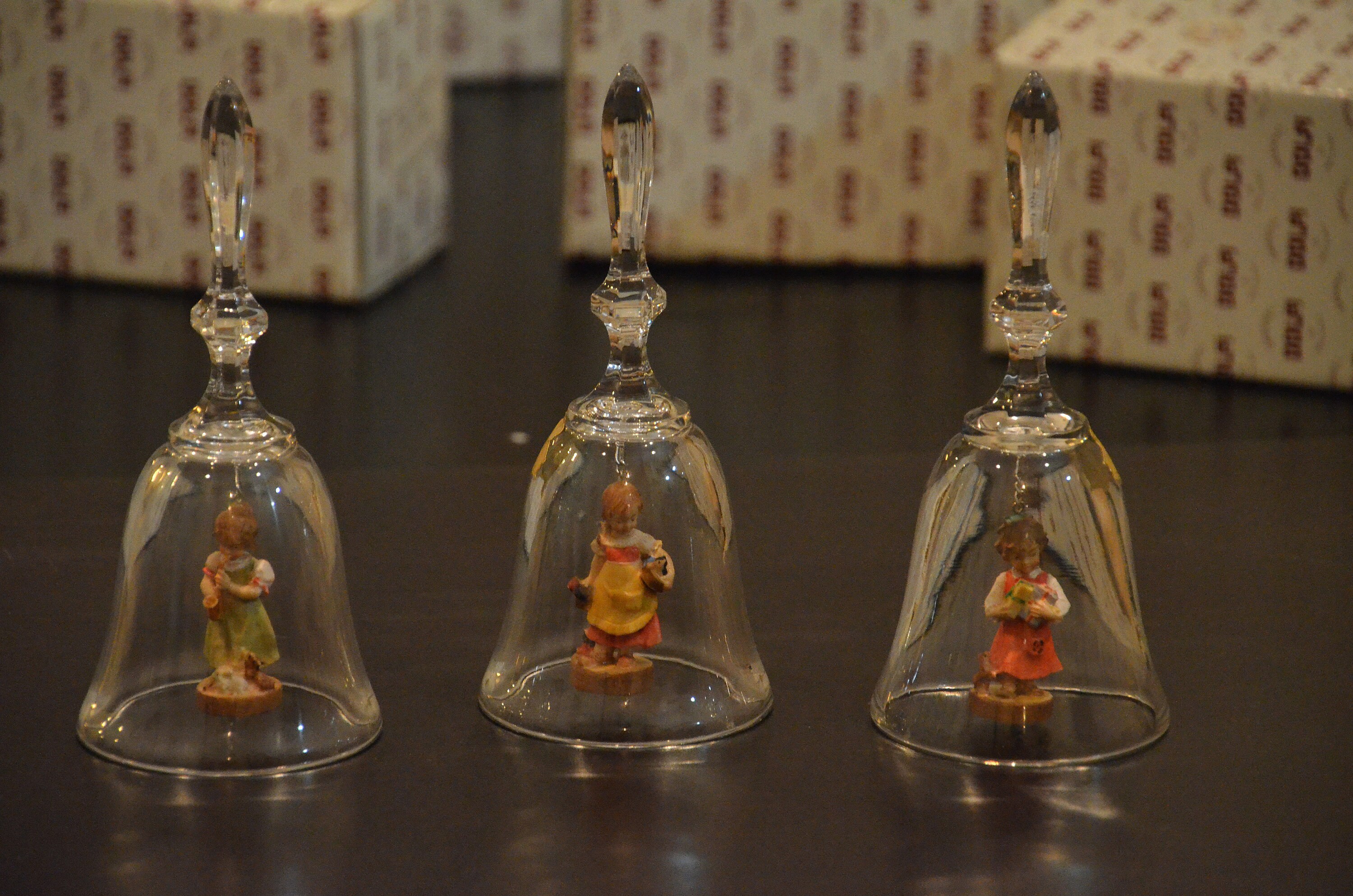 Vintage Collectible Crystal Bells With Authentic Italian Carved Wooden ...