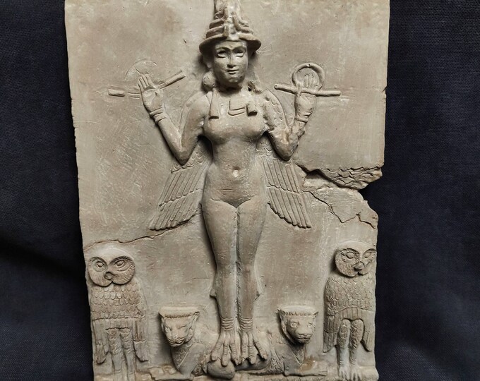 Babylonian Burney Relief Queen of the Night Goddes Relief Carving Plaque/ İnanna Statue/ İshtar ...