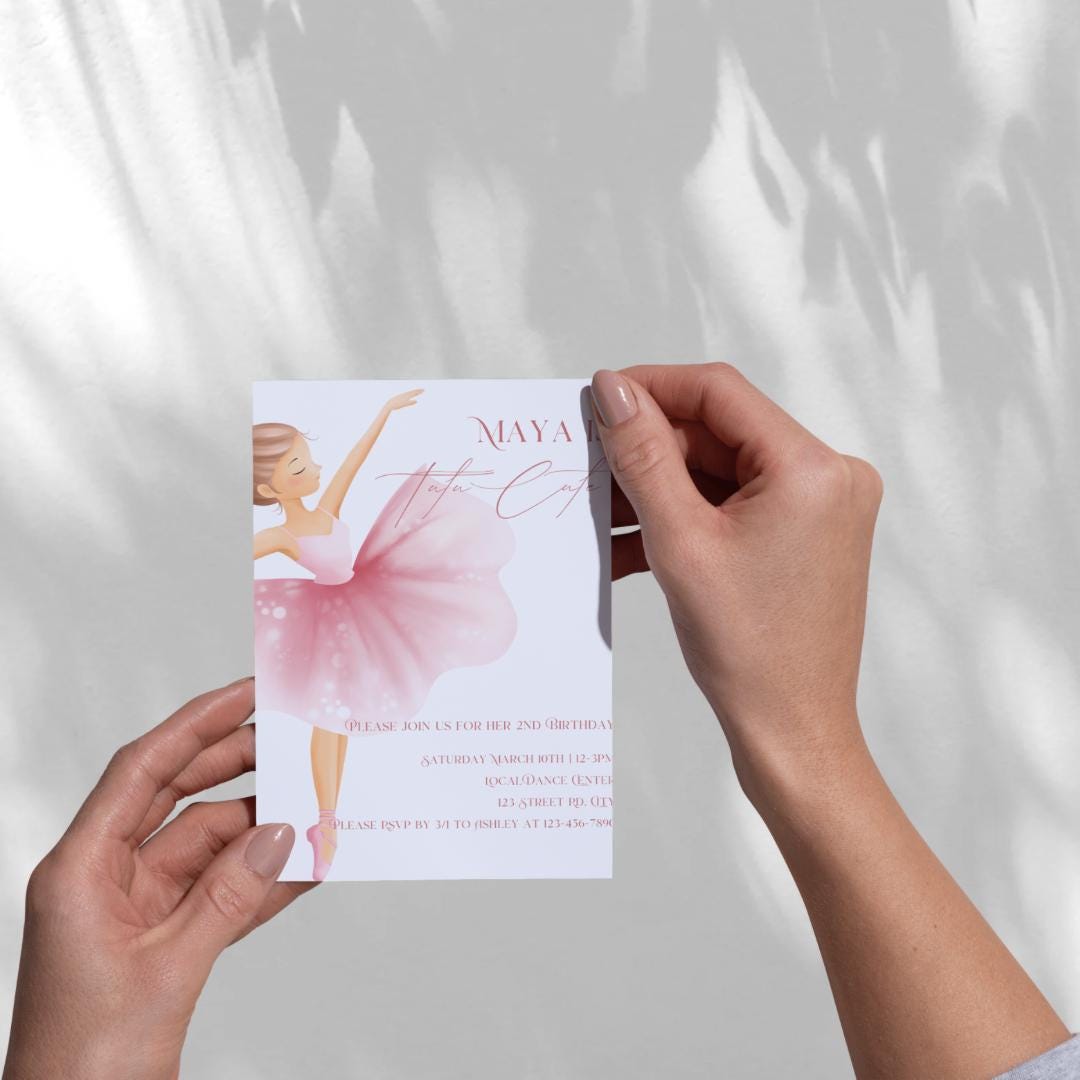 Ballerina Birthday Invitation | Two Two Cute, Tutu Cute (digital ...