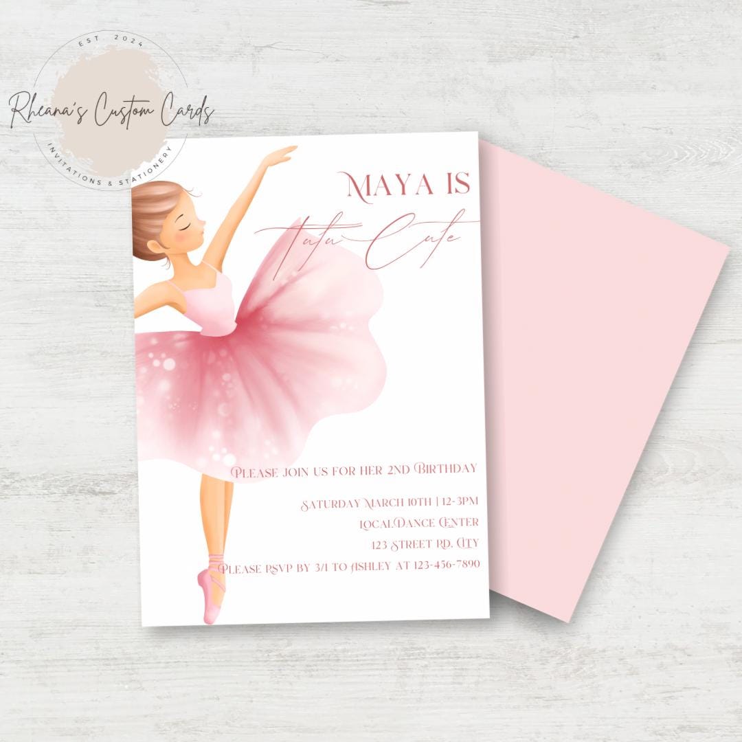 Ballerina Birthday Invitation | Two Two Cute, Tutu Cute (digital ...