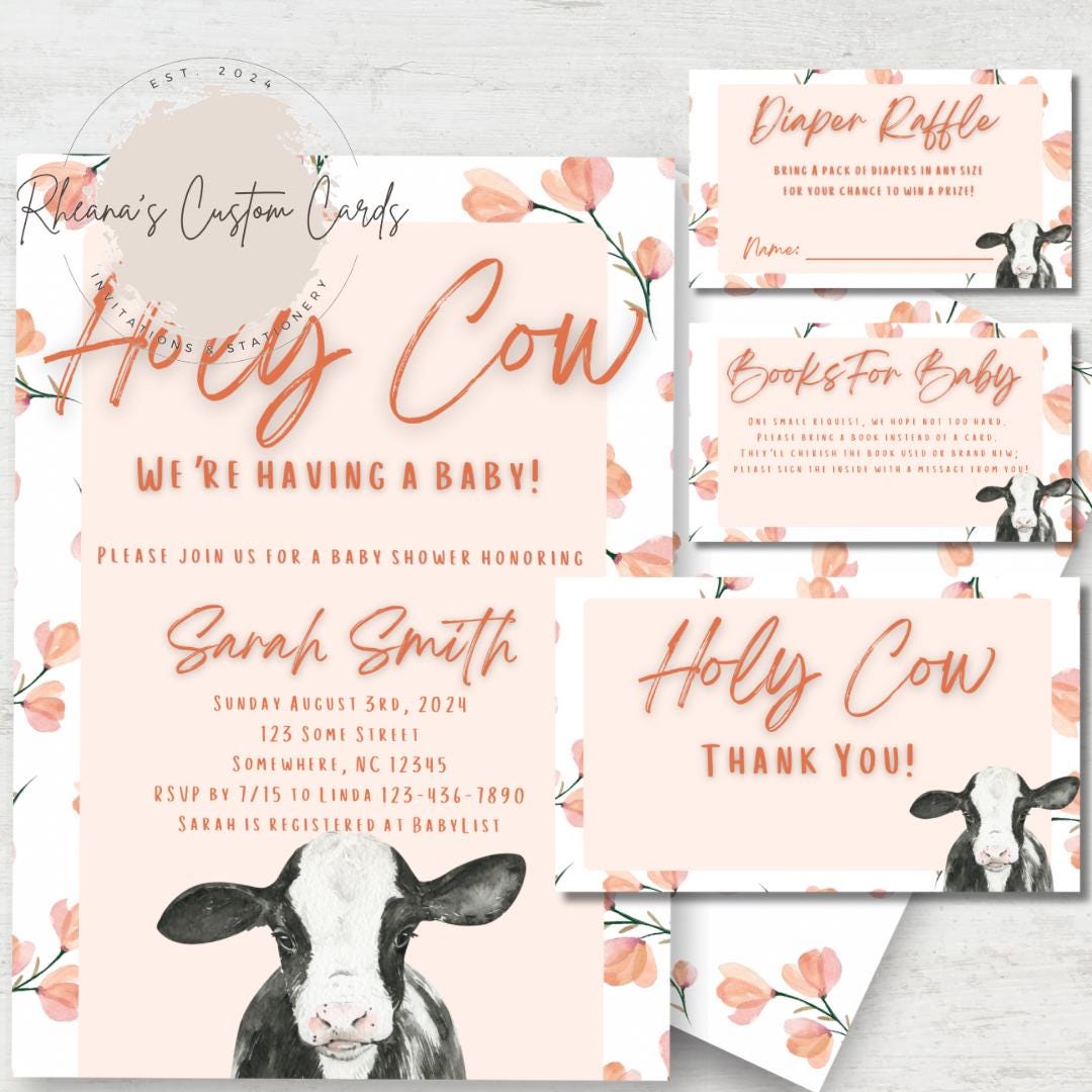 Holy Cow We’re Having a Baby Invitation - Etsy