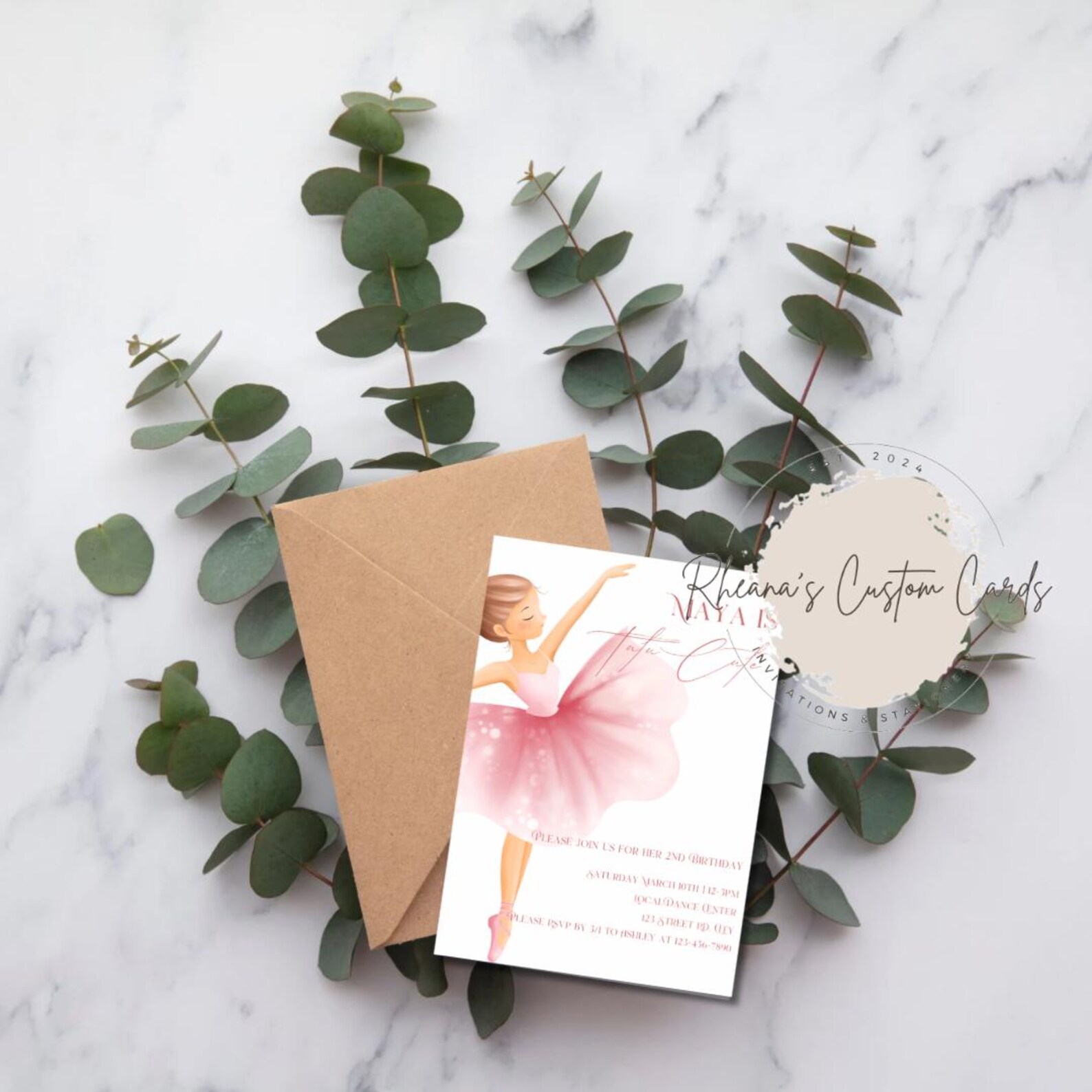 Ballerina Birthday Invitation | Two Two Cute, Tutu Cute (digital ...