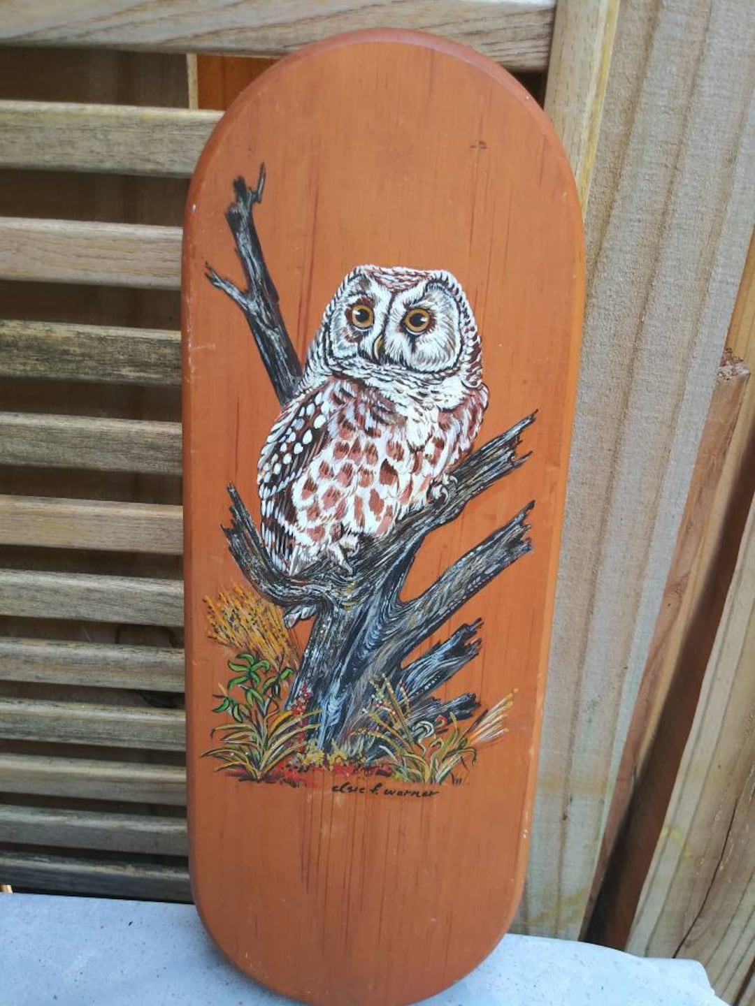 Owl Oil on Wood Elsie F. Warner Original Painting - Etsy