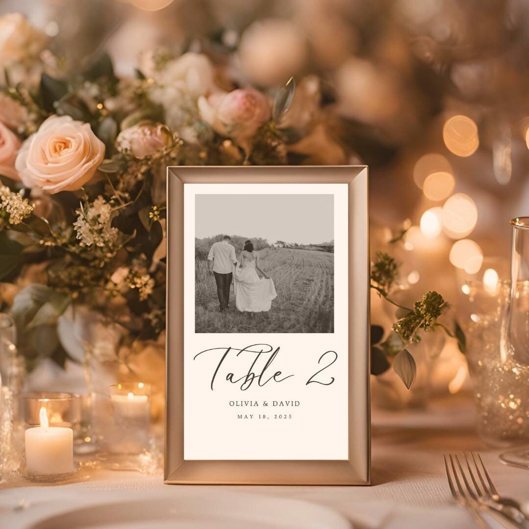 Editable Wedding Table Numbers Cards Elegant Photo Table Numbers ...