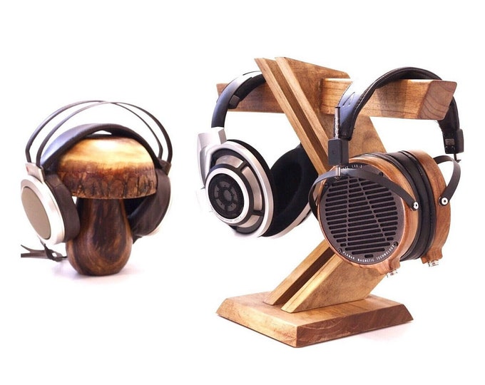 Wood Headphone Stand Multiple Headphones Stand Headphone Station Gifts ...