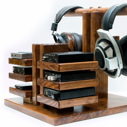 Multi Headphone Dac/amp Stand: Headphone Stand Music Station - Etsy