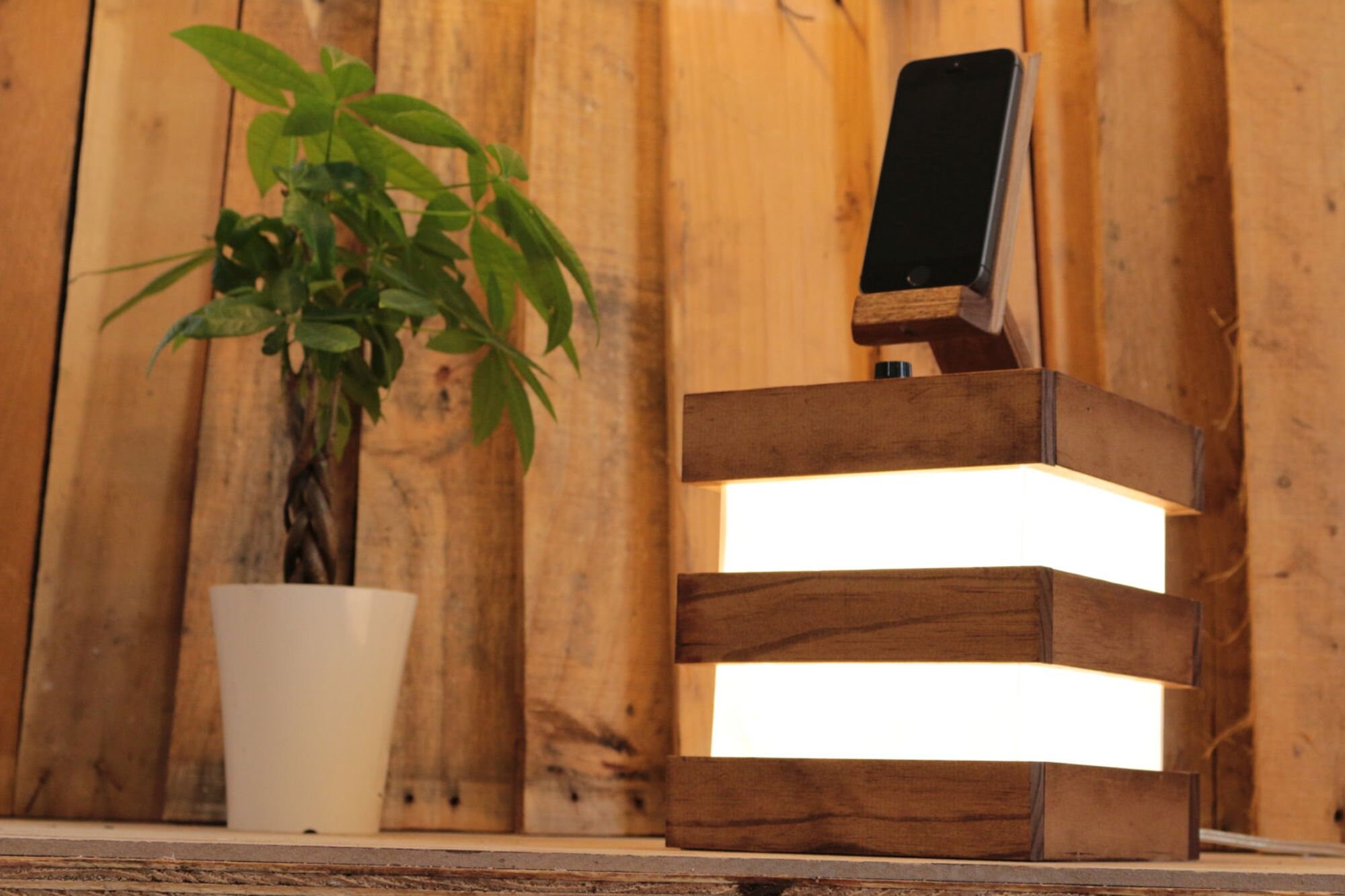 Wood Desk Lamp Phone Stand Table Lamp Wood Lamp Bedside Lamp - Etsy UK