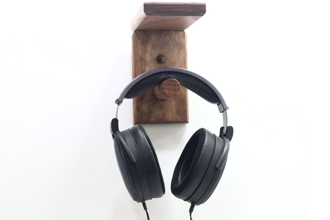 Wood Headphone Wall Hanger Headphones Stand Headphone Station - Etsy