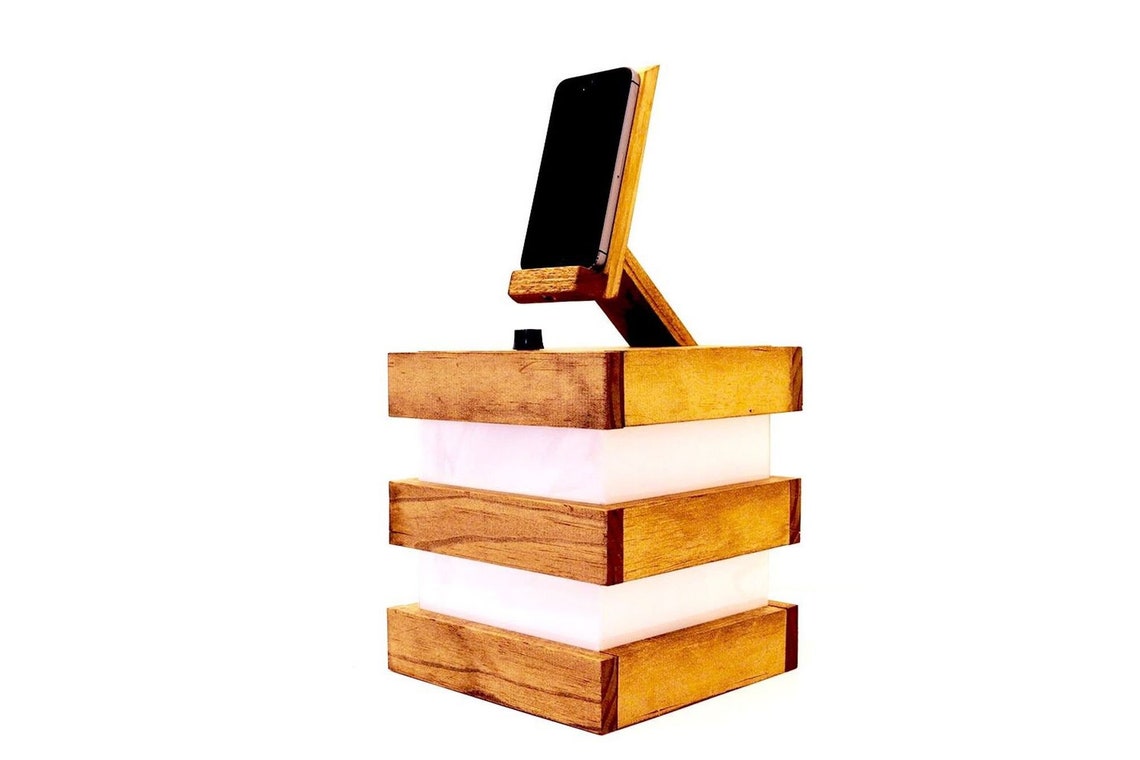 Wood Desk Lamp Phone Stand Table Lamp Wood Lamp Bedside Lamp - Etsy UK