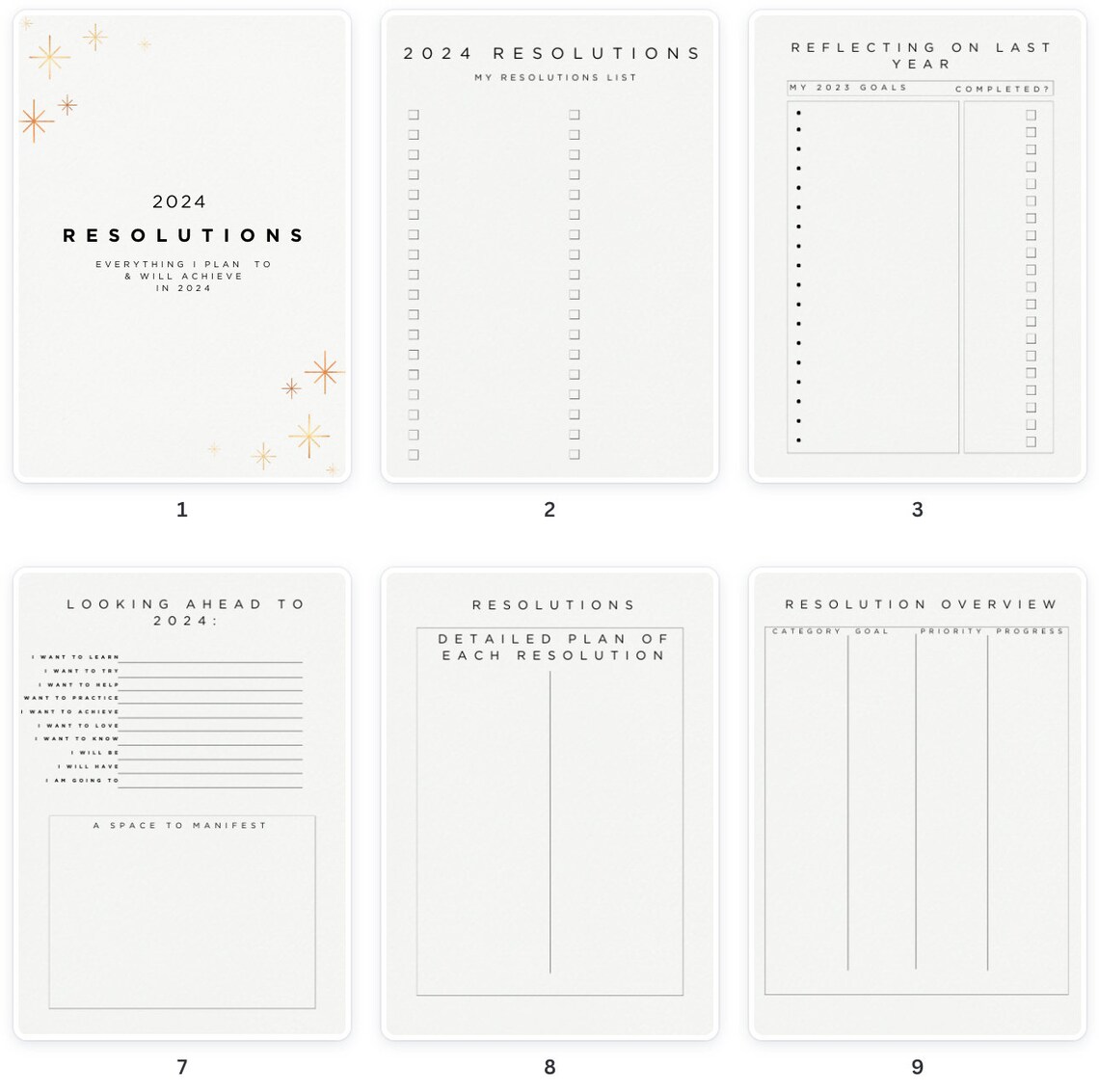 New Years Resolution Planner 2024, Resolution Goal Setting, Printable ...