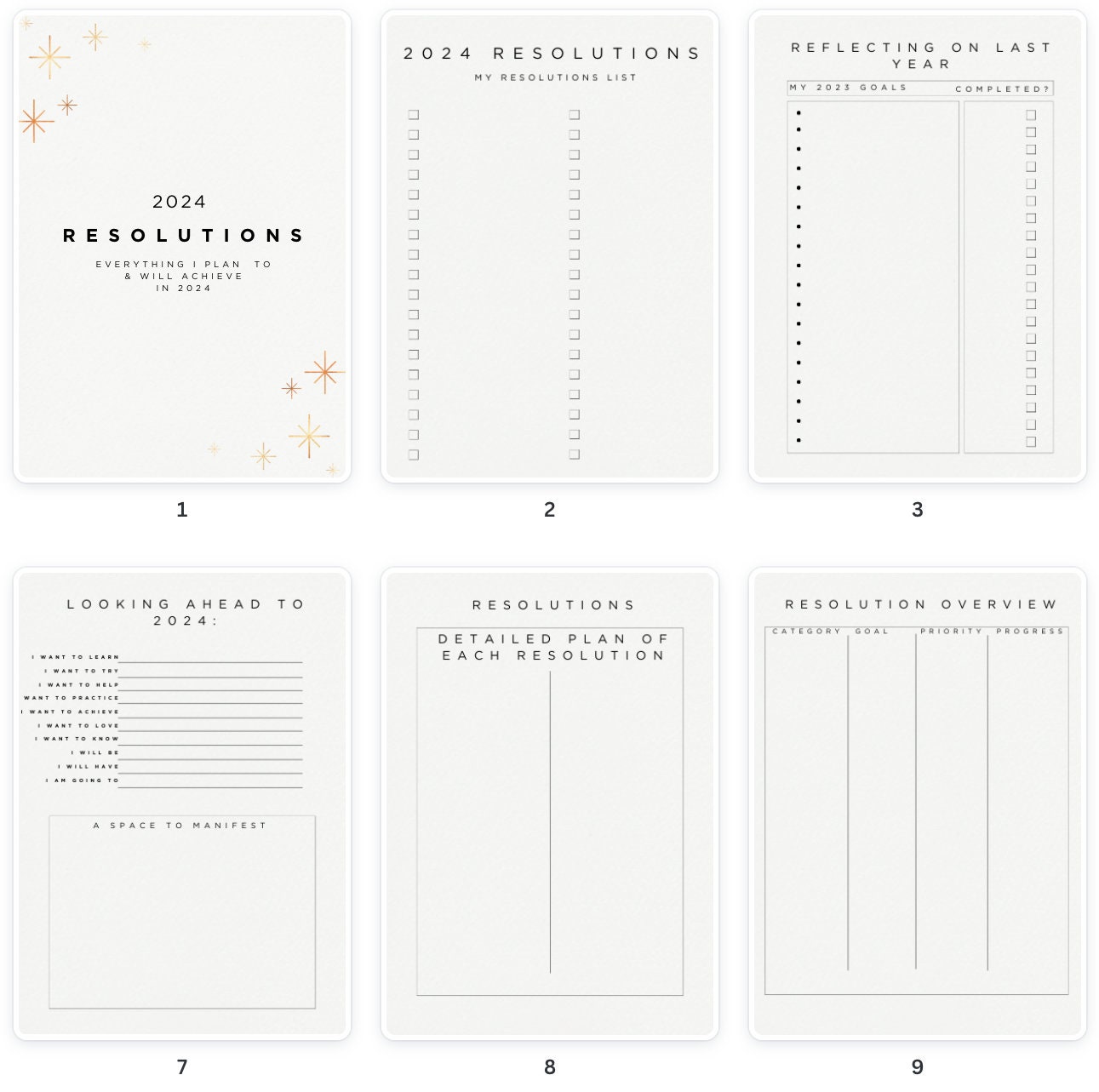 New Years Resolution Planner 2024, Resolution Goal Setting, Printable ...